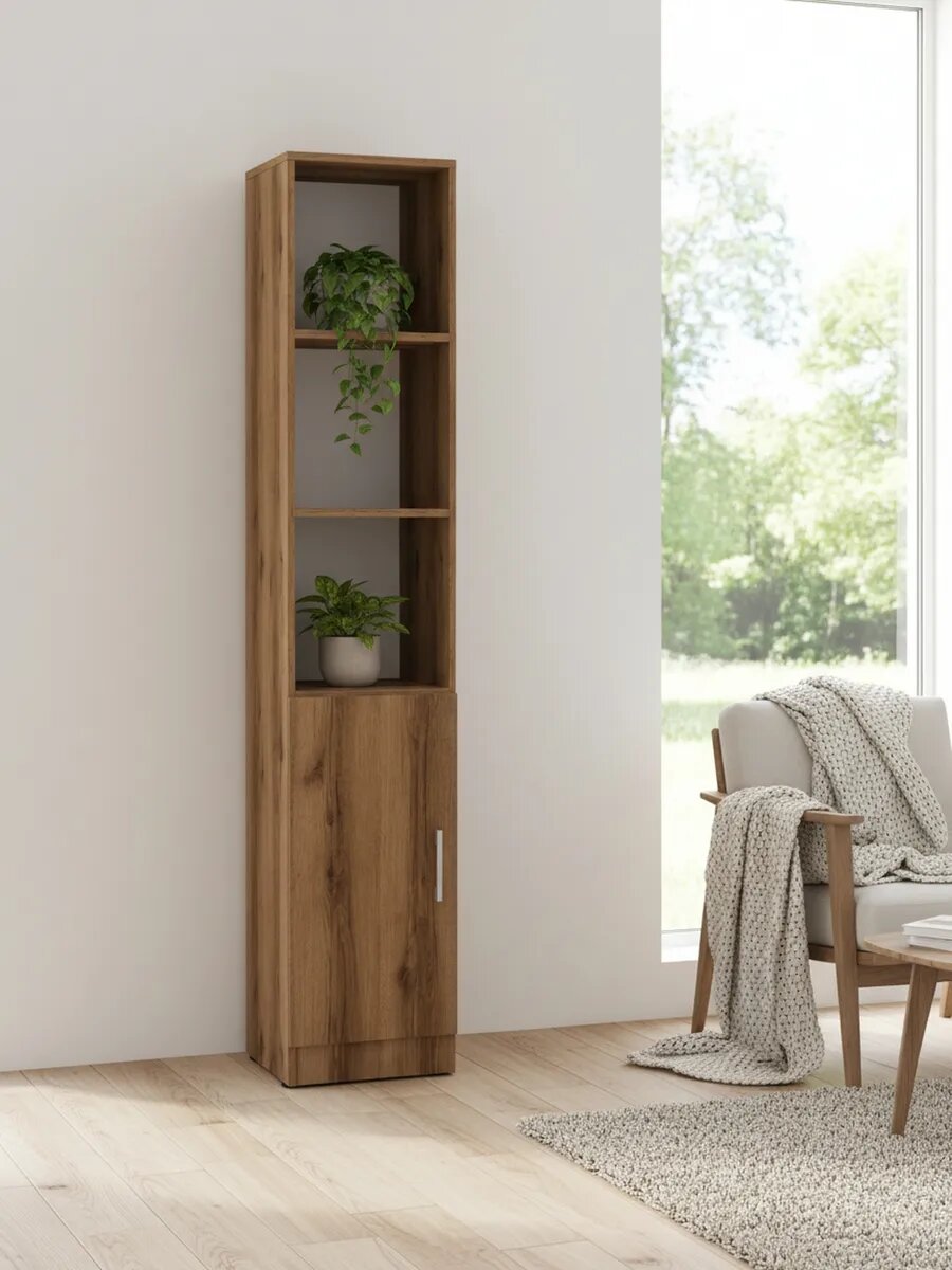 Шкаф пенал FRESTER для одежды распашной деревянный с полками, от производителя