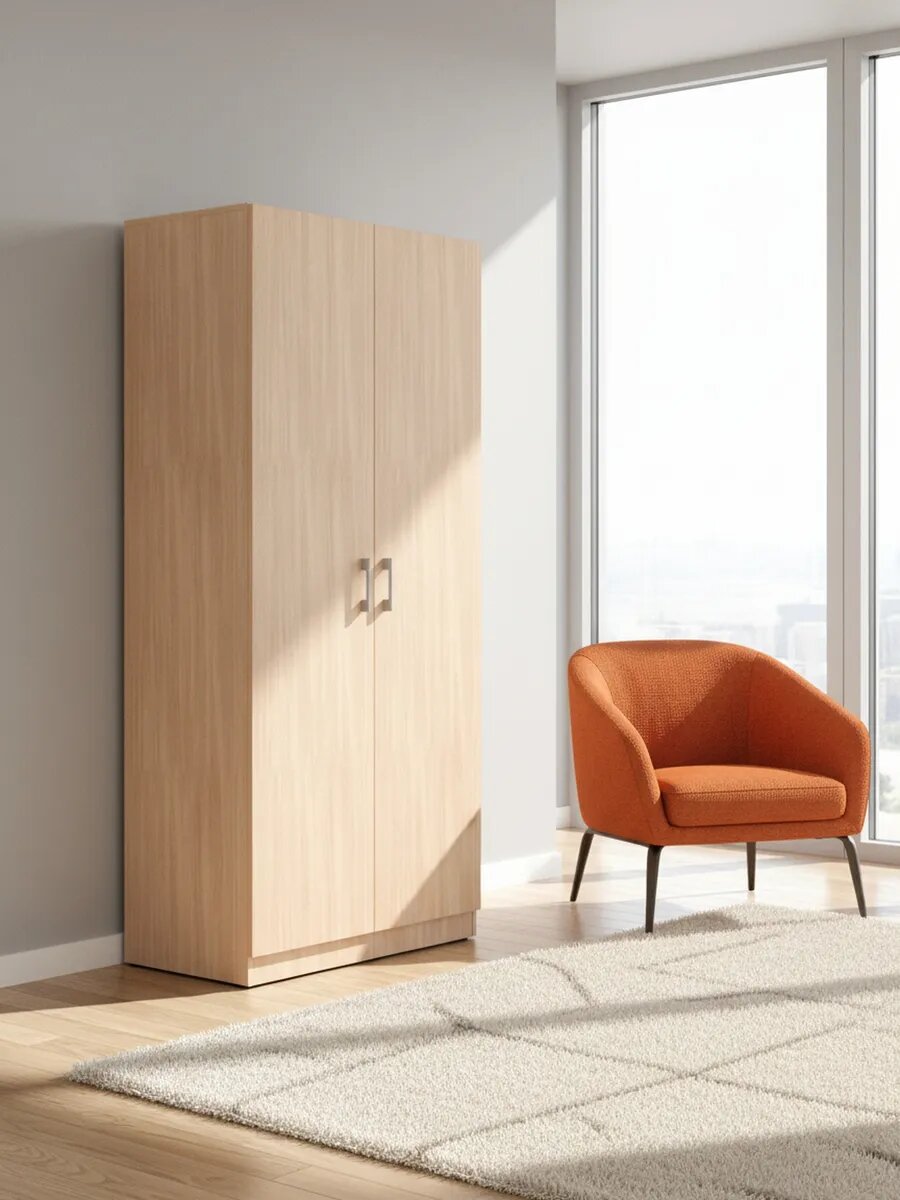 Деревянный шкаф FRESTER распашной с полками для одежды, от производителя