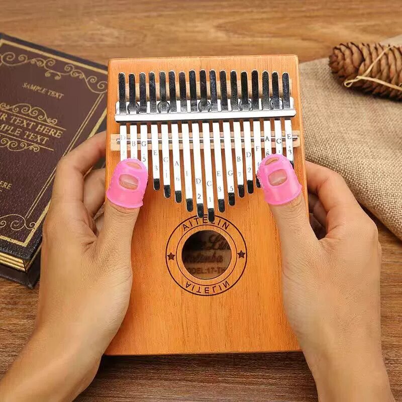 Силиконовый палец Kalimba, для арфы, противоскользящая защита, размер L, 4шт, розовый