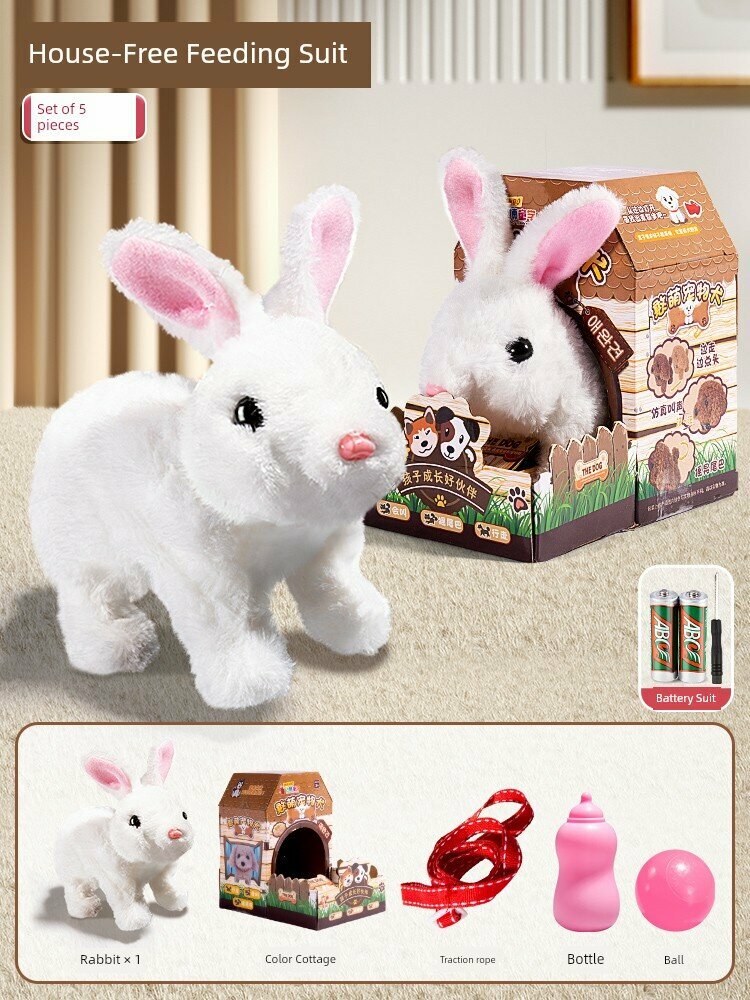 Детская электрическая плюшевая игрушка-кролик, белый кролик-плюшевая кукла для девочек, подарок на день рождения для