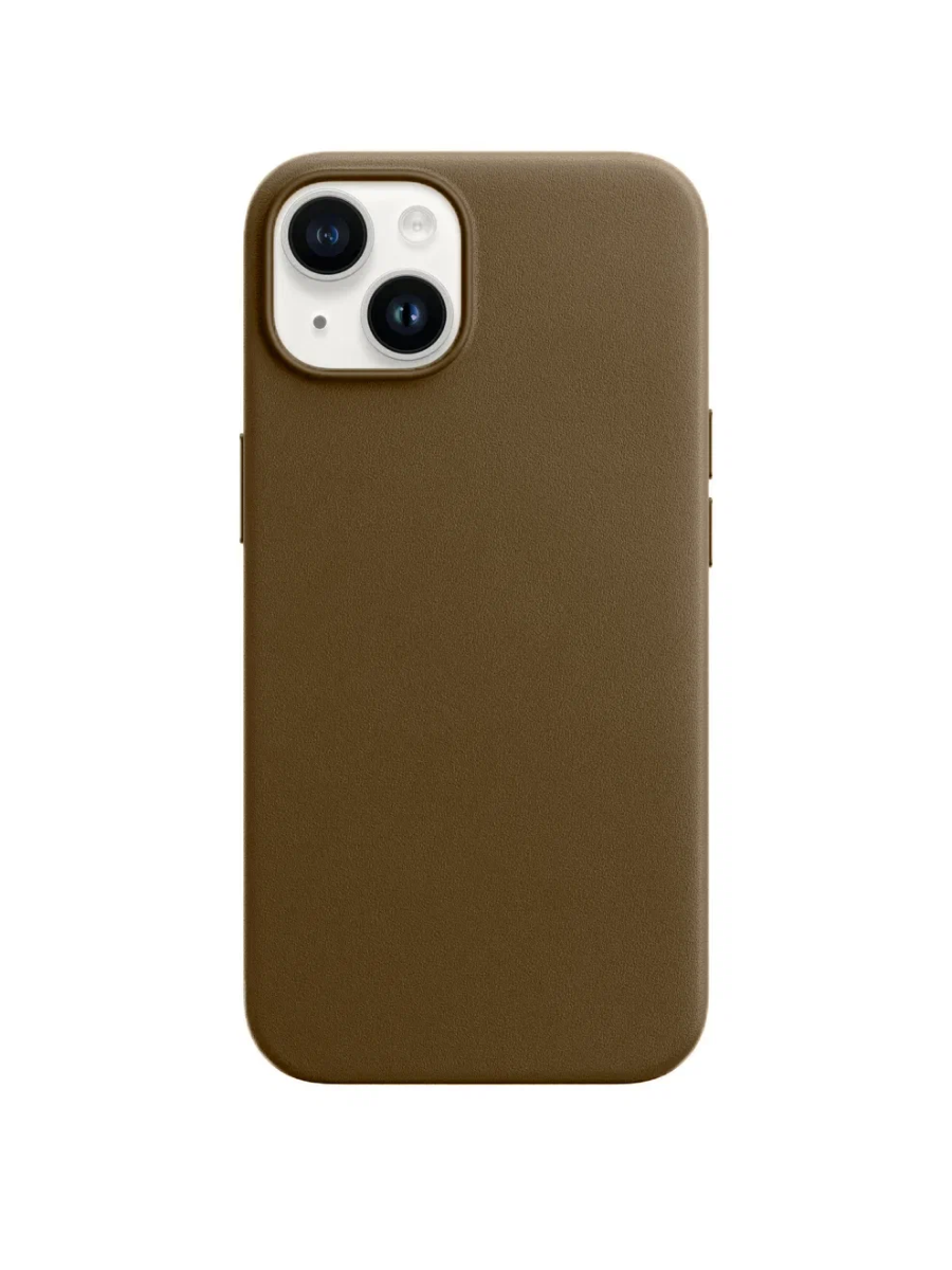Кожаный чехол Магсейф для iPhone 15 Taupe / Leather Case Магсейф для Айфон 15 / Песочный