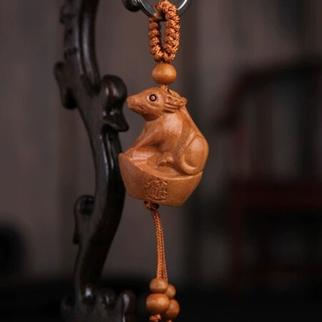 Персонализированные резные подвески из персикового дерева с изображением знаков зодиака: Крыса, Бык, Тигр, Кролик,