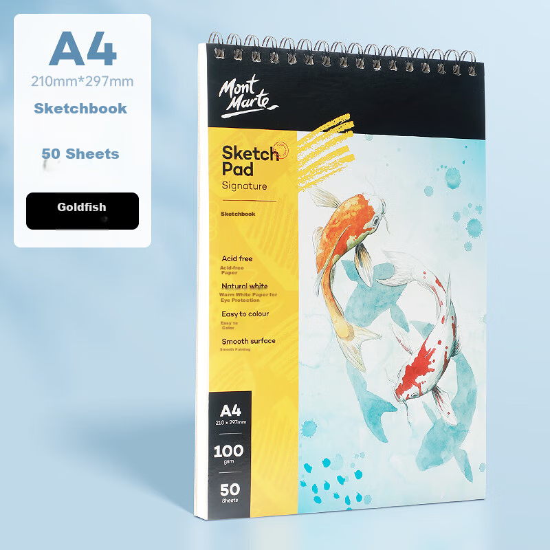 Mengmate Sketch Pad, A4 Sketch Paper, Thickened Drawing Book, Pencil And Charcoal Drawing Paper, Art Doodle Paper, Goldfish Style, MSB0085B, Sketching, Marker Drawing