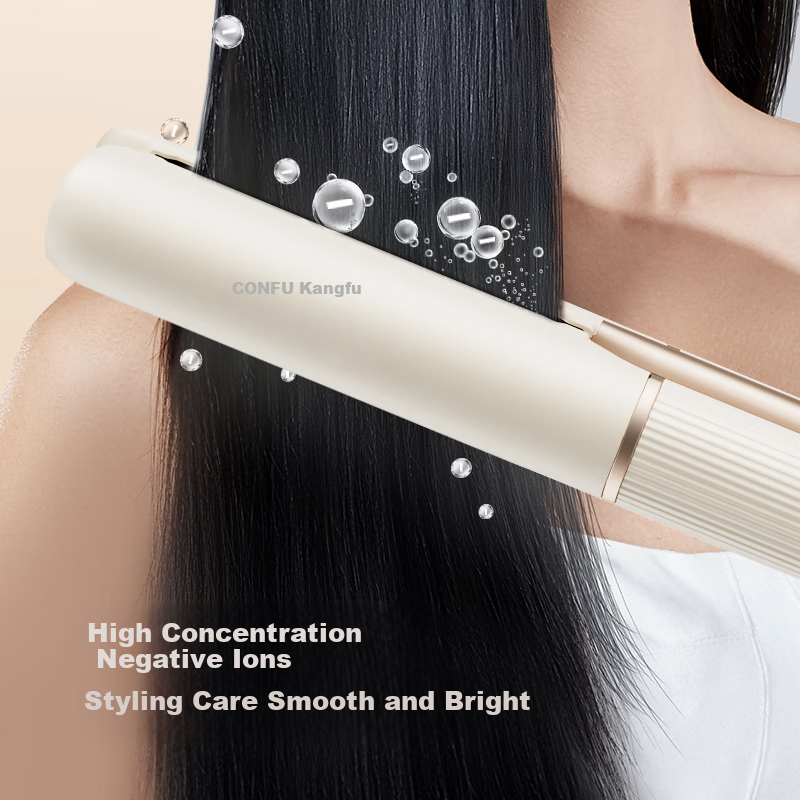 Kangfu (CONFU) Ionic Hair Straightener and Curling Iron 2-in-1 Straightening Curler for Dormitory Students Anti-Scalding Bangs Fluffy Birthday Gift Hair Straightener KF-558 Pink Gold