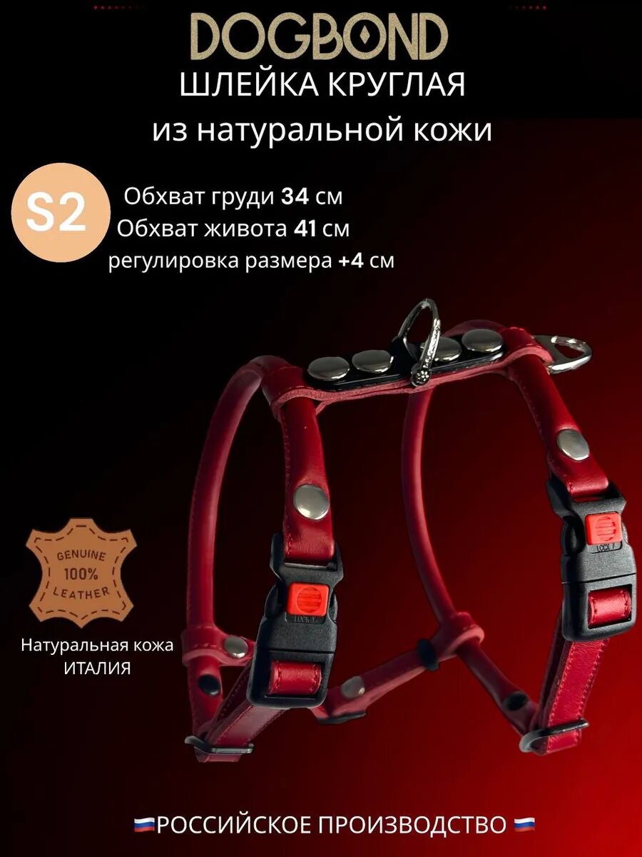 Шлейка Dogbond круглая для шпица из кожи