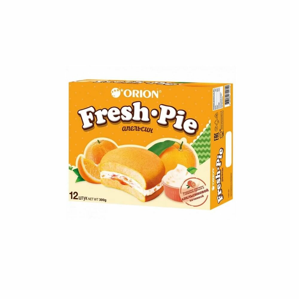 Orion Пирожное Fresh Pie, Апельсиновая начинка, 12шт, 1 уп