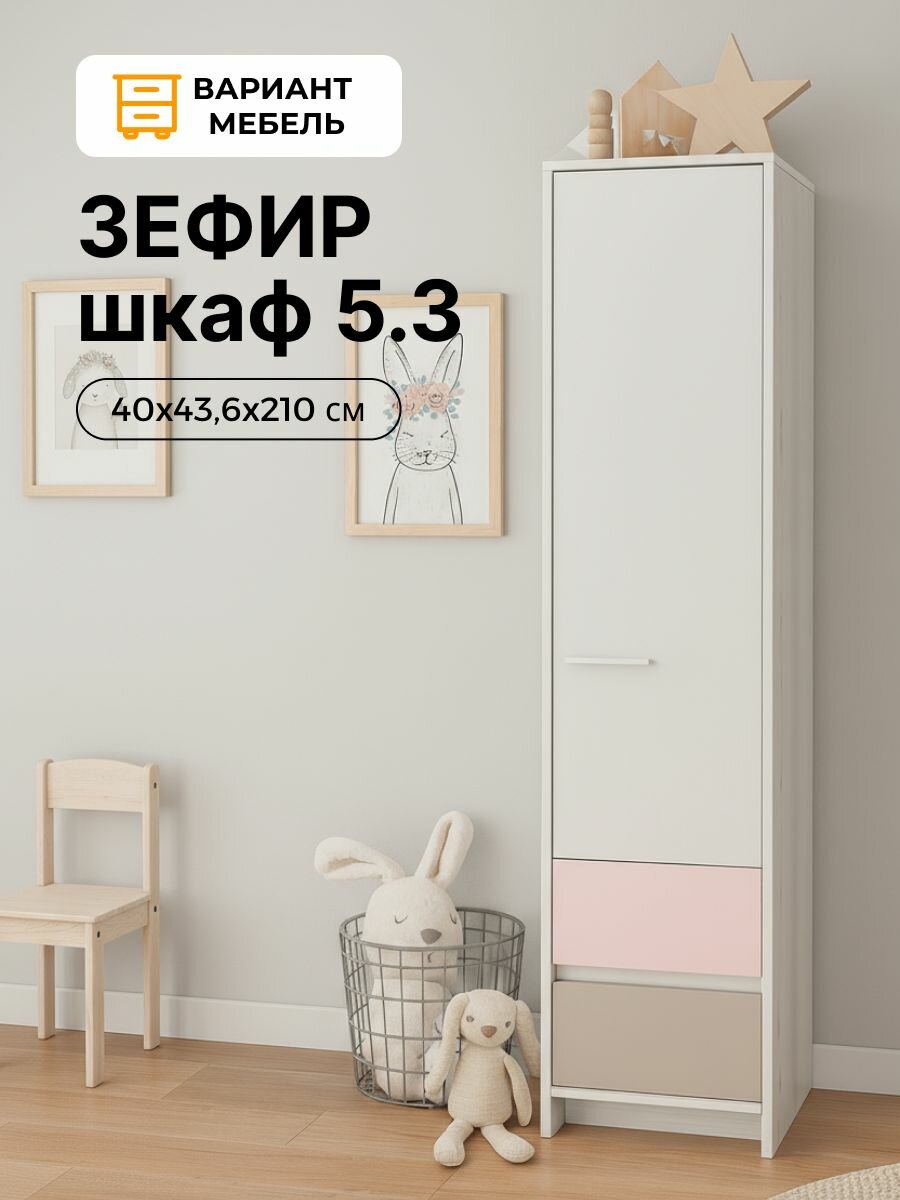 Шкаф-пенал в детскую Зефир 5.3 Розовый