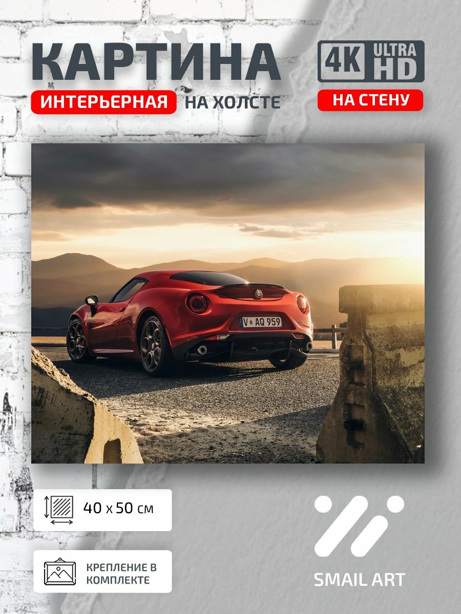 Картина на холсте интерьерная 40 на 50 на стену Красный 4s для киномана авто дизайн декор