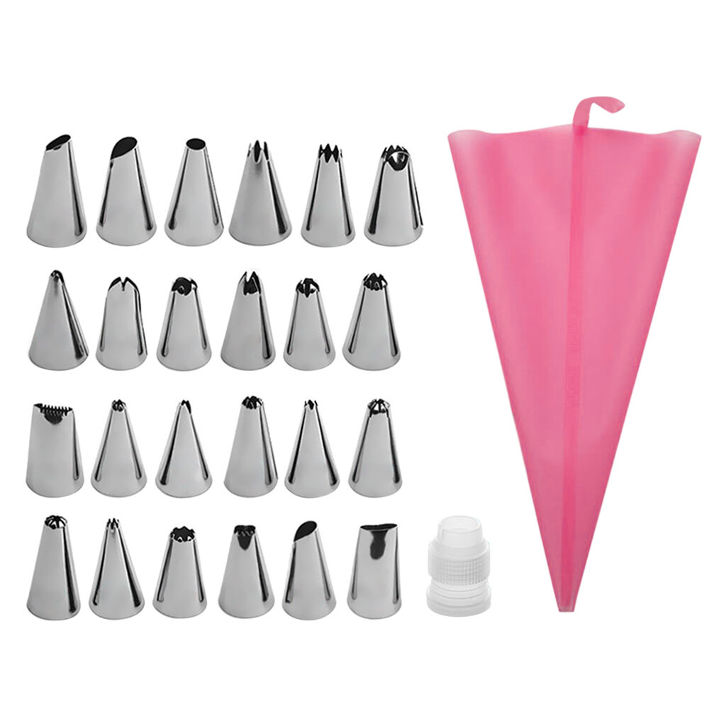 Набор инструментов для украшения тортов из нержавеющей стали и силикона, вращающаяся подставка для тортов, наборы по 8, 14, 26, 50 штук, цвета розовый, синий
