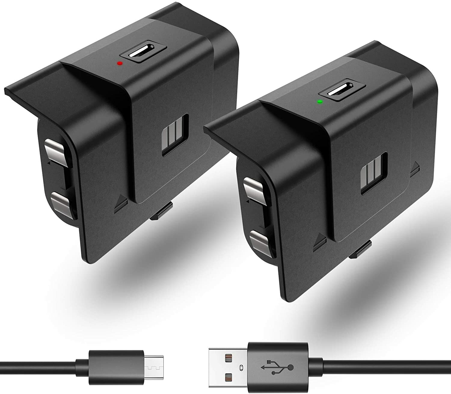 2 Pack Зарядные батарейки для контроллера Xbox One/Xbox Series X S с 4 крышками для батарей и кабелем Micro USB для зарядки Xbox 1 S/X/Elite беспроводного пульта
