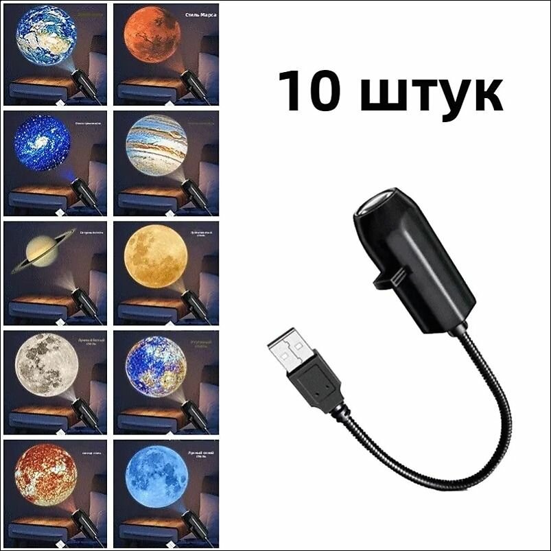 Светильник-проектор Звездное небо и Луна LED ночник с логотипом, 3D эффект для спальни, детской, романтического интерьера