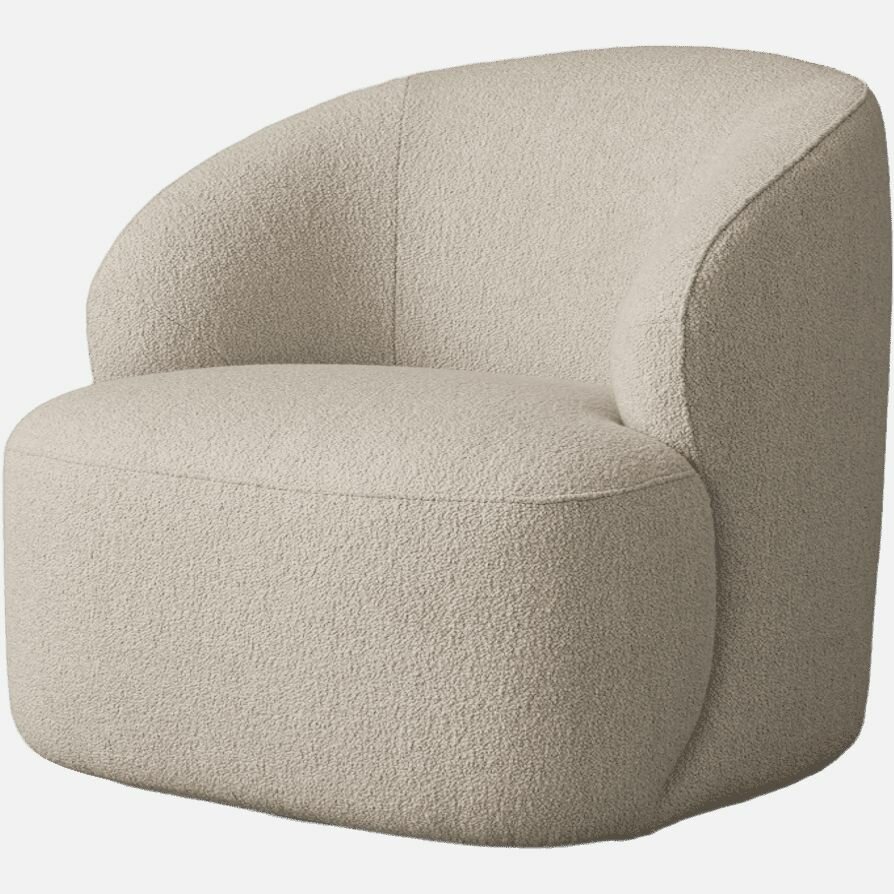 Кресло Ultima Mebel M4, белое, букле, на крутящемся основании