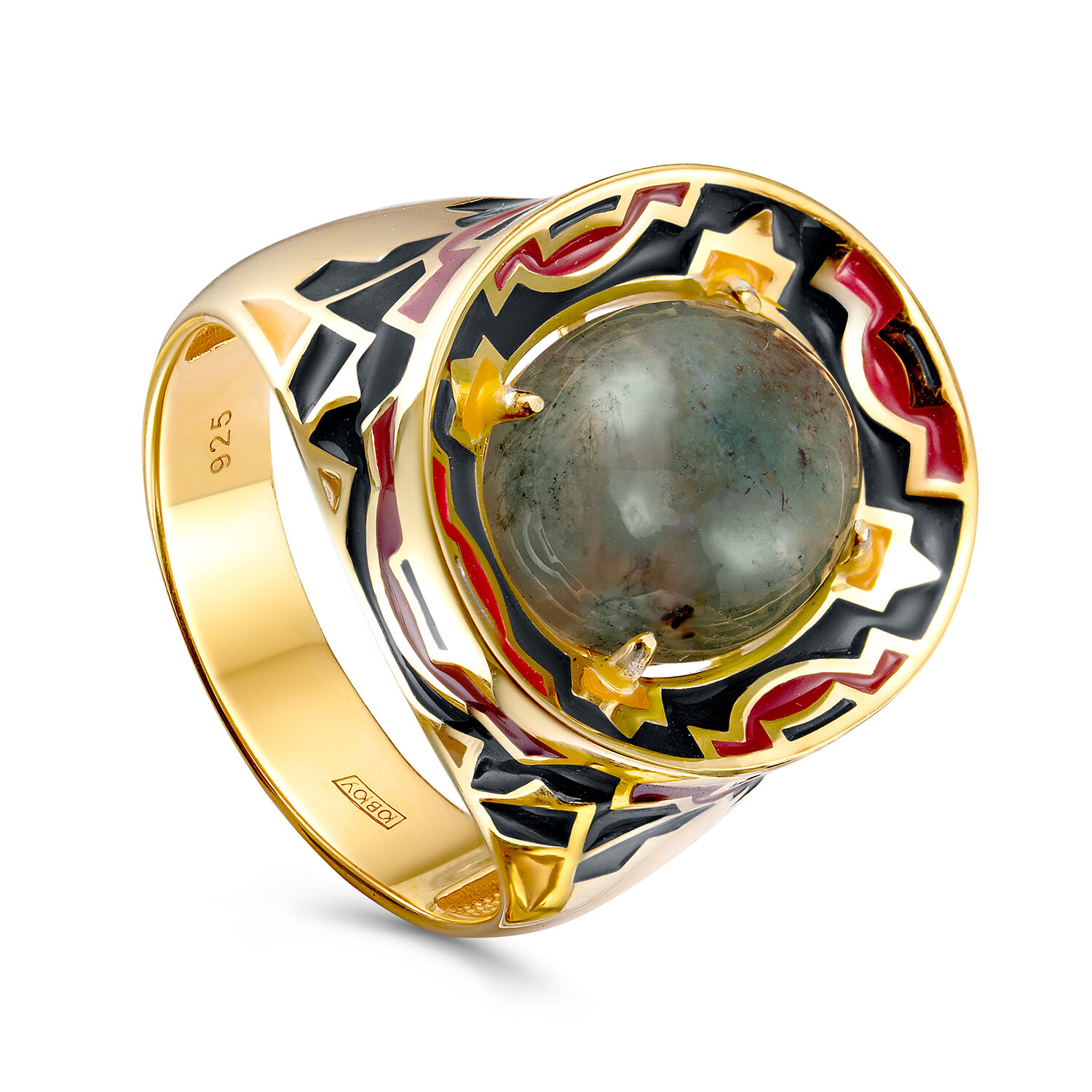 Кольцо, серебро, 925 проба, агат