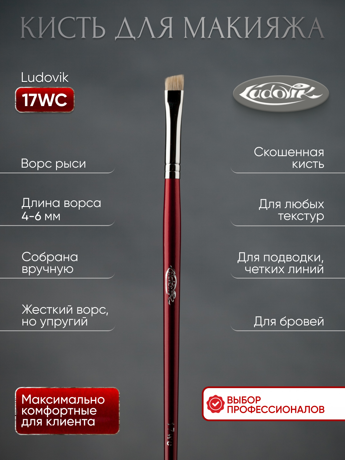 Кисть для макияжа "LUDOVIK" s17wc из ворса рыси.
