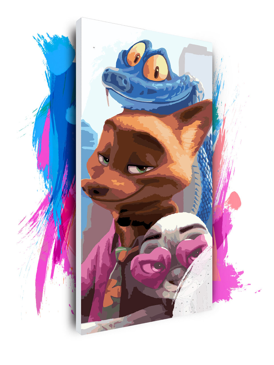 Картина по номерам на холсте Зверополис 2 - Трио, 40 х 80 см