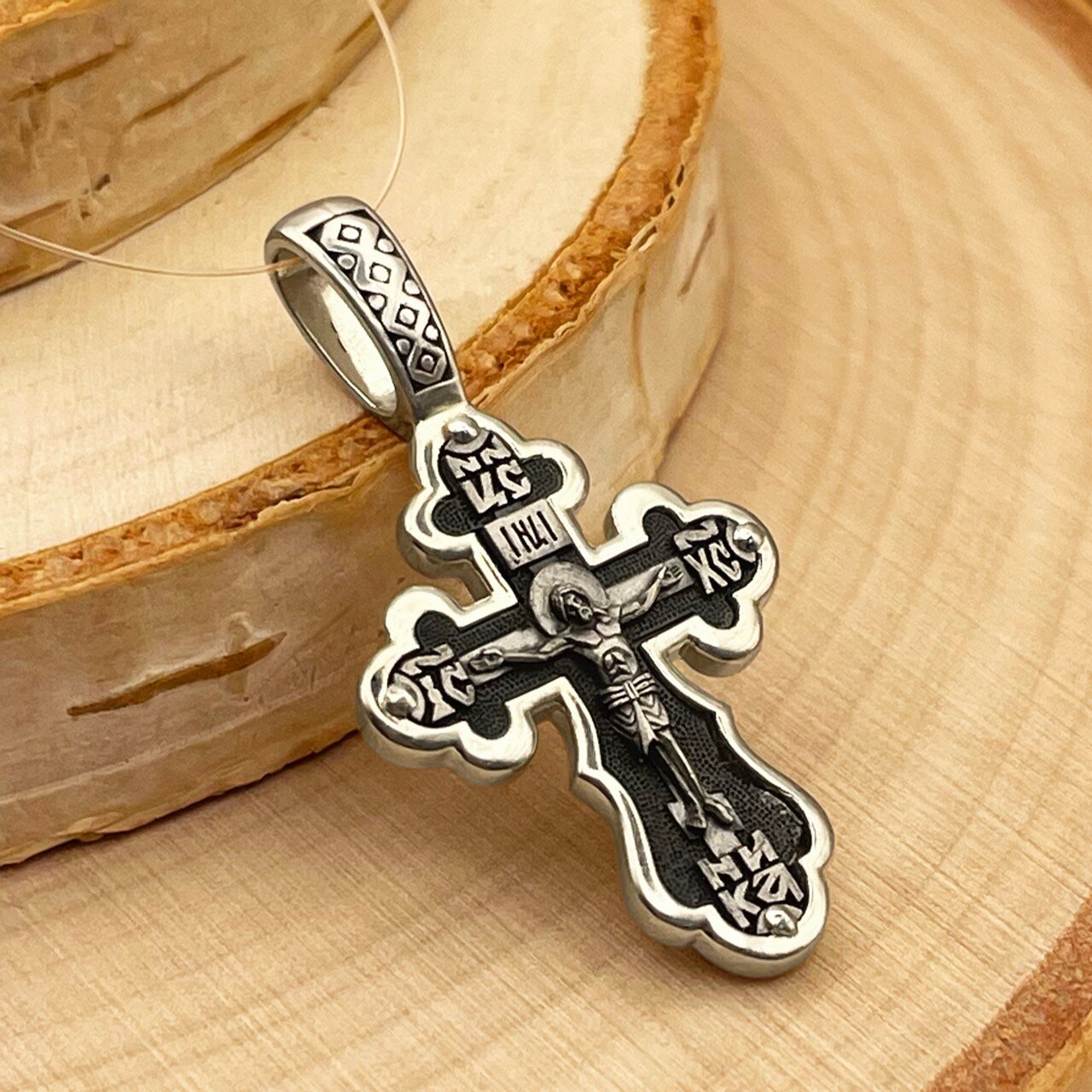 Крестик, серебро, 925 проба, чернение, оксидирование