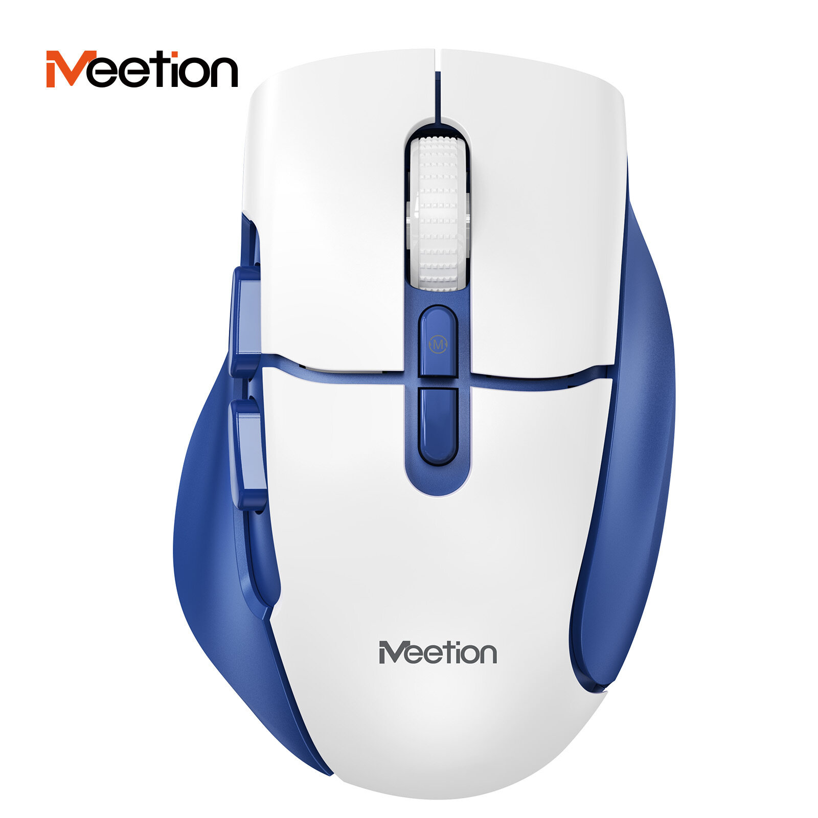 Meetion 2.4G беспроводная Bluetooth эргономичная компьютерная мышь для офиса, тихий клик, голубой лед белый