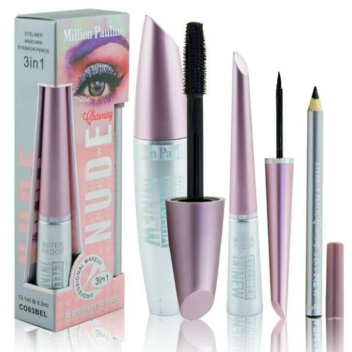 Набор для макияжа глаз Nude Million Pauline Charming 3 в 1 тушь, подводка, карандаш
