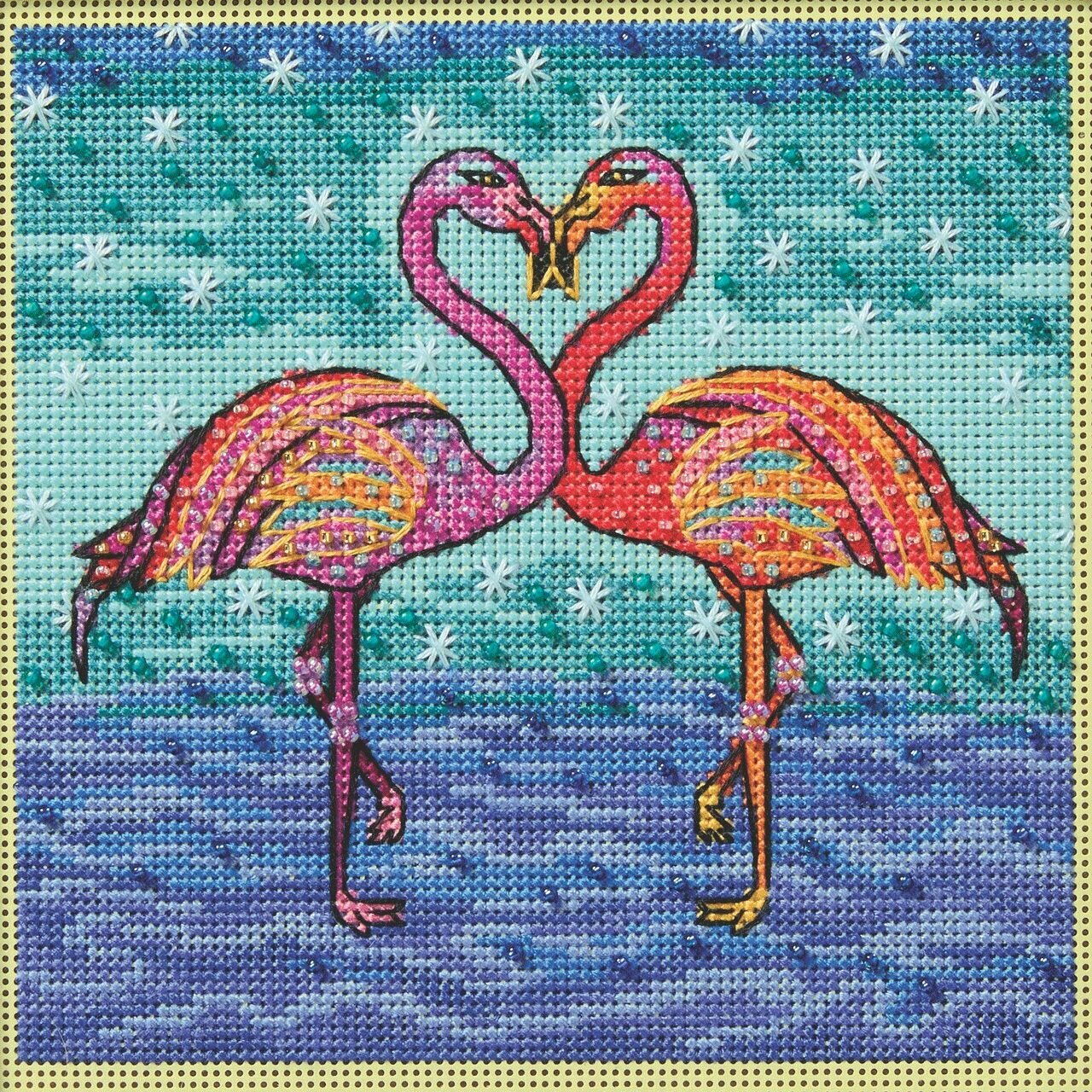 Набор для вышивания Flowering Flamingos (13 x 13 см.) / Mill Hill LB142514