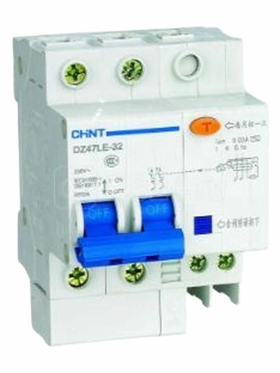 Выключатель автоматический дифференциального тока 2п C 32А 30мА тип AC 6кА DZ47LE-32 CHINT