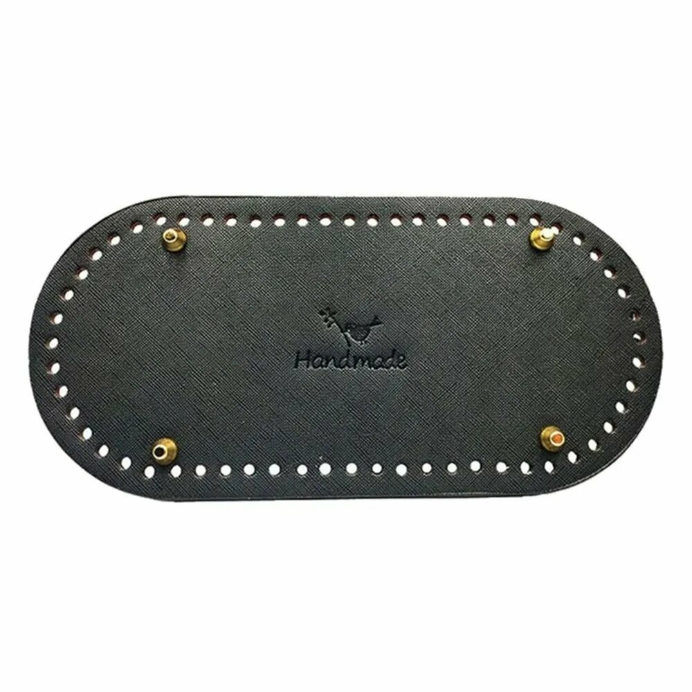 Дно для вязания крючком, круглая форма, 12x25 см, 60 отверстий, черный, из искусственной кожи, для сумок, кошельков, рукоделия
