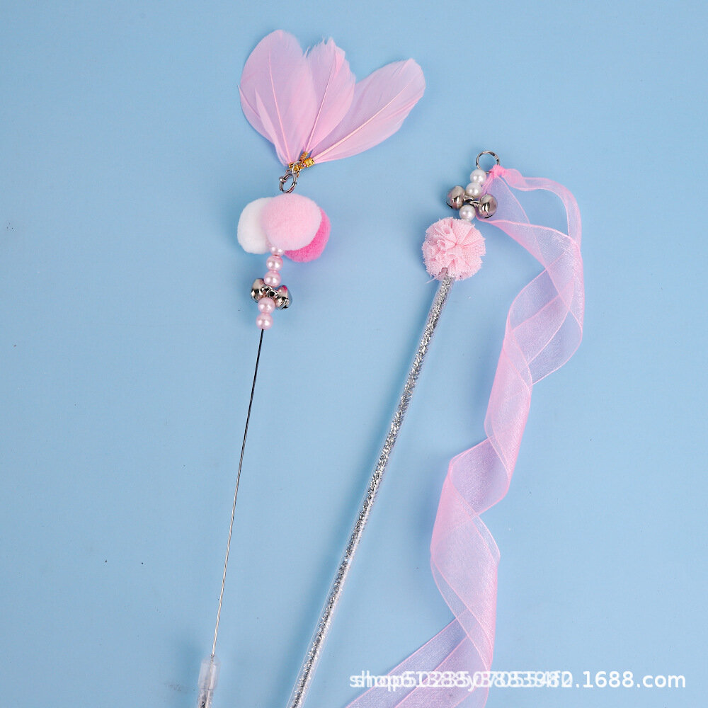 Оптовая сеть красная кошка фея дразнящая кошачья палочка два комплекта длинное перо стальной проволоки игрушка укус