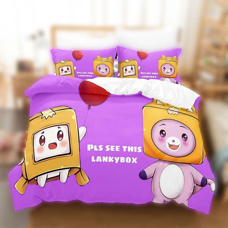 Одеяло charming lankybox duvet cover set, розовый фиолетовый, размер eu king, 240x220 см, 3 шт