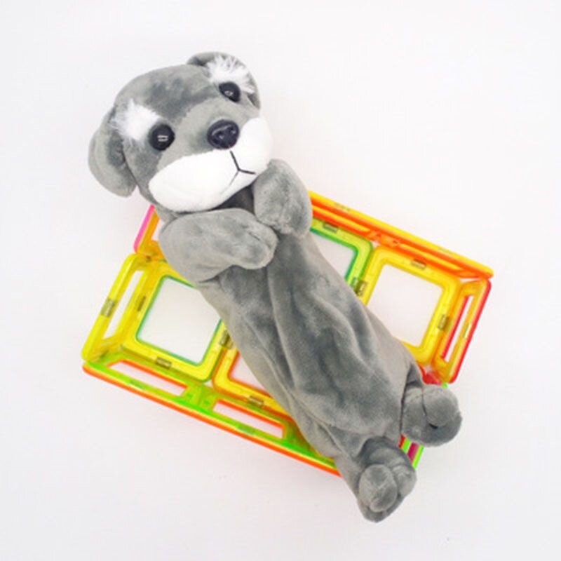 Сумка пенал для ручек собака мягкая милый дизайн классическая серый