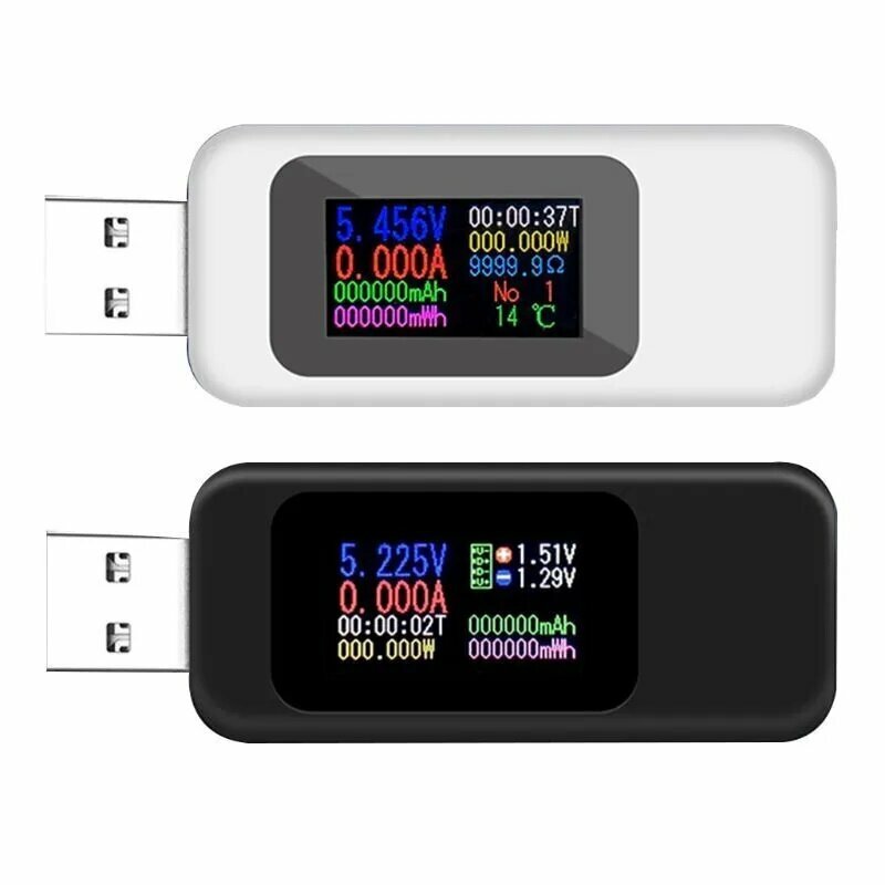 (1 шт.) usb-тестер с цветным экраном KWS-MX18L, зарядное устройство, детектор, вольтметр, амперметр-черный