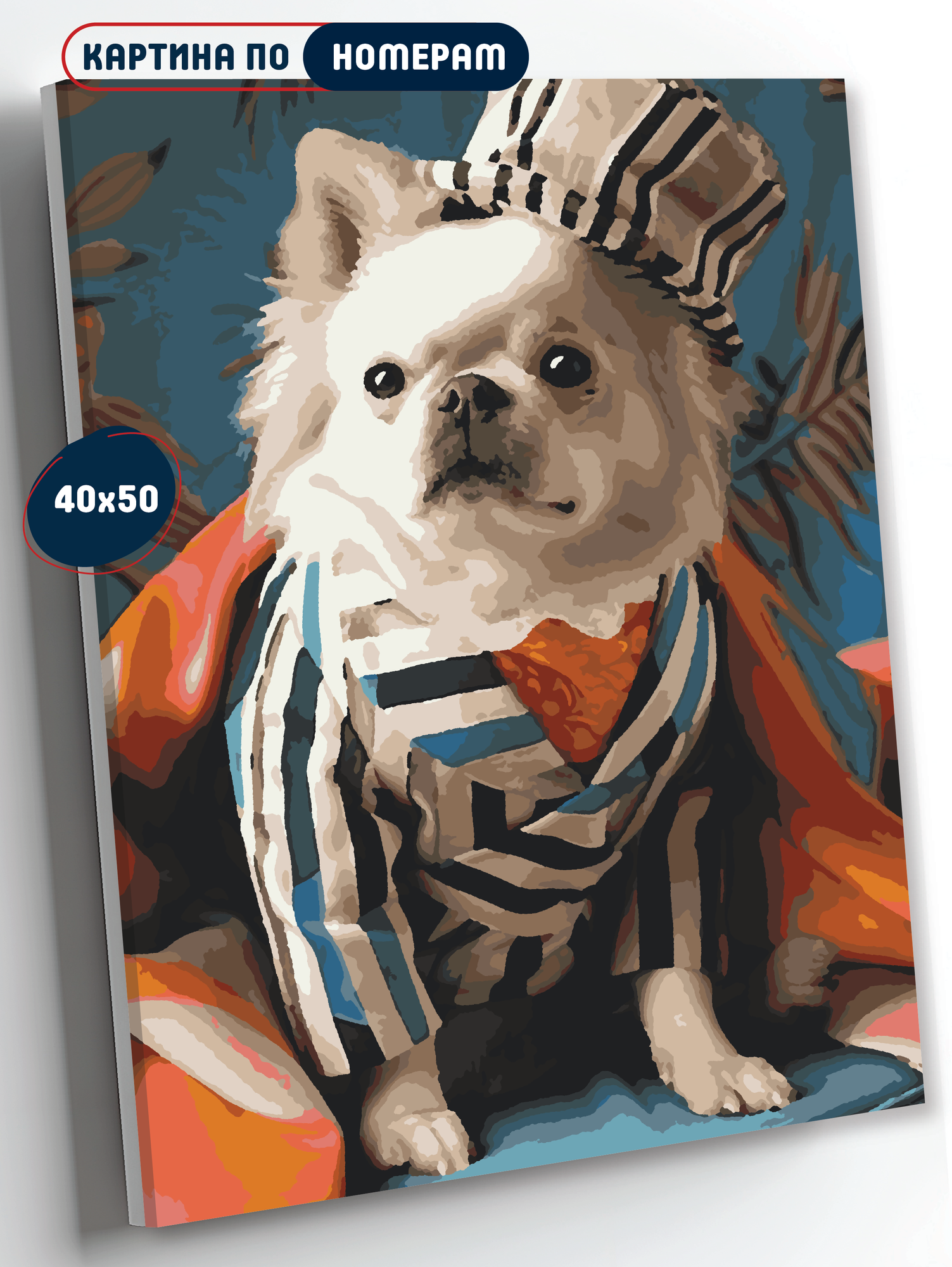 Картина по номерам "Шпиц", Холст на подрамнике 40х50, набор для рисования, с собакой