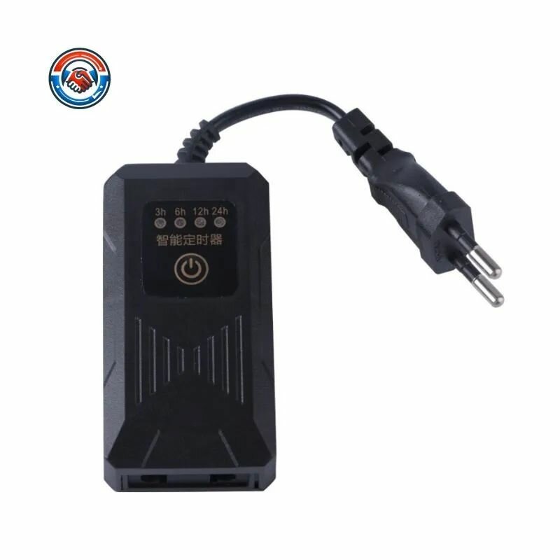 Умный таймер-розетка для аквариума и домашнего света, программируемый цикл 3/6/12/24 ч, компактный черный блок, 100 Вт, однокнопочное управление