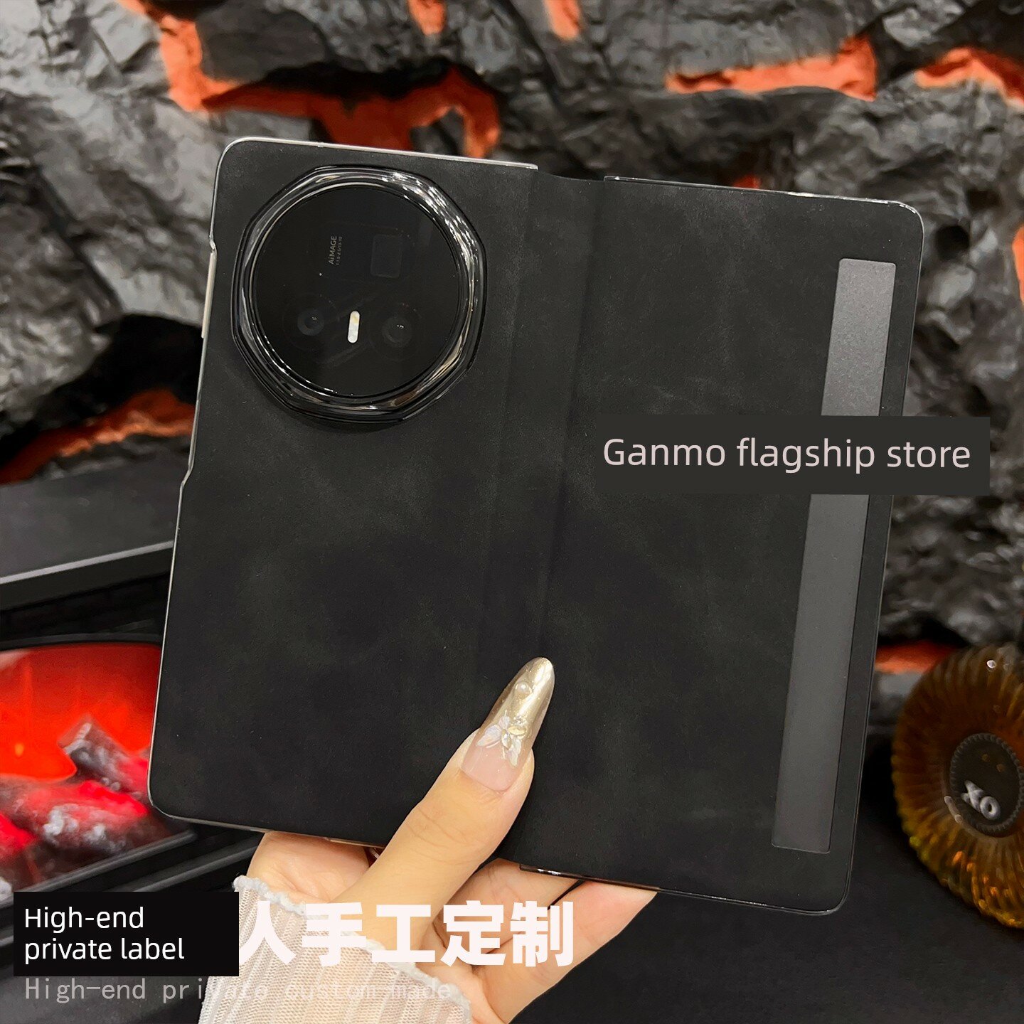 Защитный чехол Honor Magic V3 с кожей из овчины, черный - премиум полная защита, противоскользящий и ударопрочный для