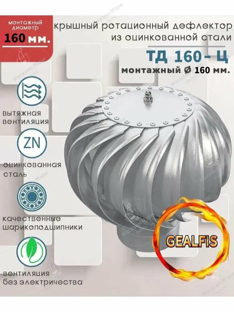 Турбодефлектор 160мм из нержавеющей стали для вентиляции