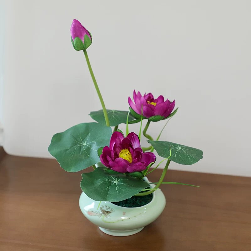 Искусственные украшения в виде лотосов, лотосы, цветочные горшки в форме лотоса, настольные цветочные композиции,