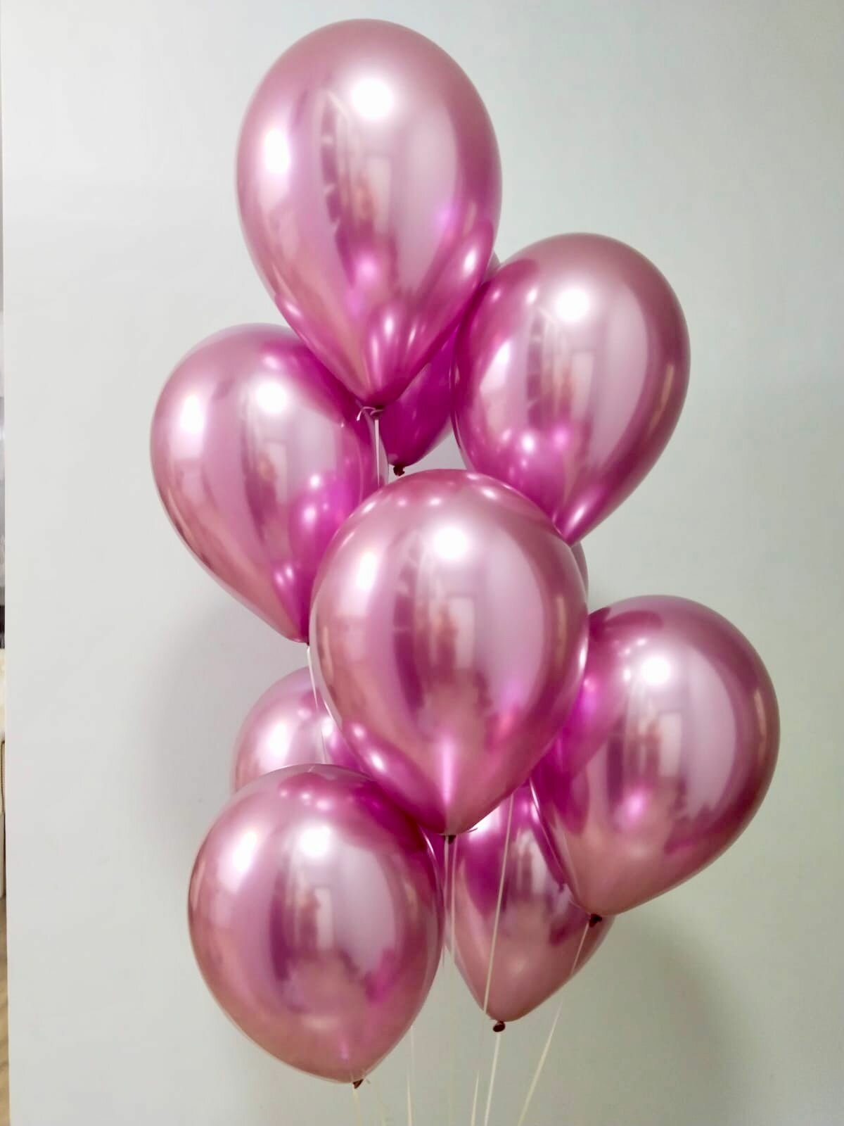 Шары с гелием 10 штук Розовые хромированные. Воздушные шарики. Набор шаров под потолок, 10 штук с быстрой доставкой
