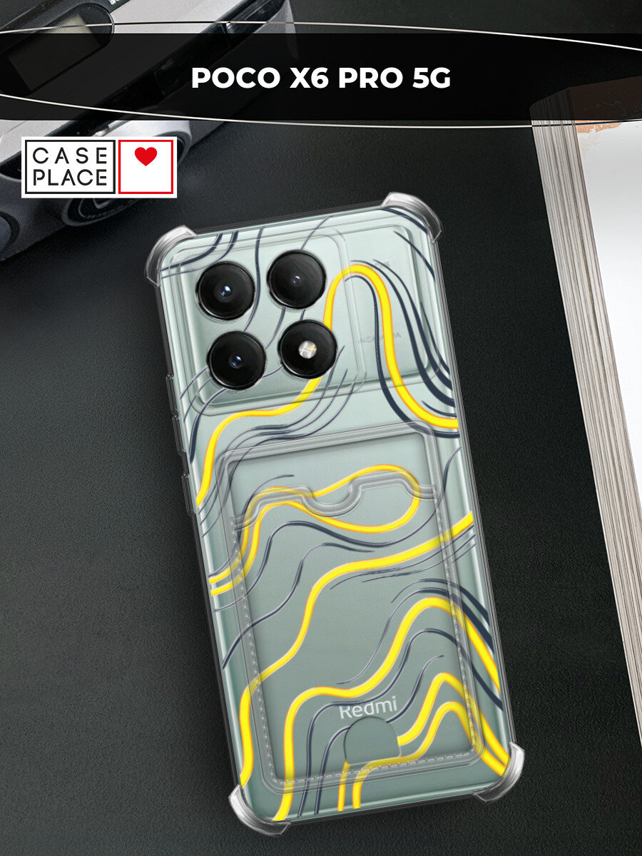 Чехол на Xiaomi POCO X6 PRO 5G (Поко X6 Про 5G) с картой и принтом Золотые нити