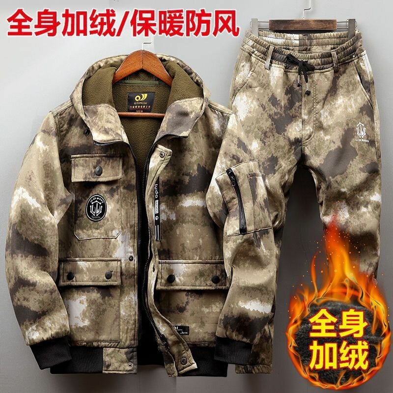 Зимняя мужская бархатная спецодежда plus, подходящая для строительства, технического обслуживания автомобилей и т. д, сохраняет тепло, износостойкость и устойчивость к загрязнениям