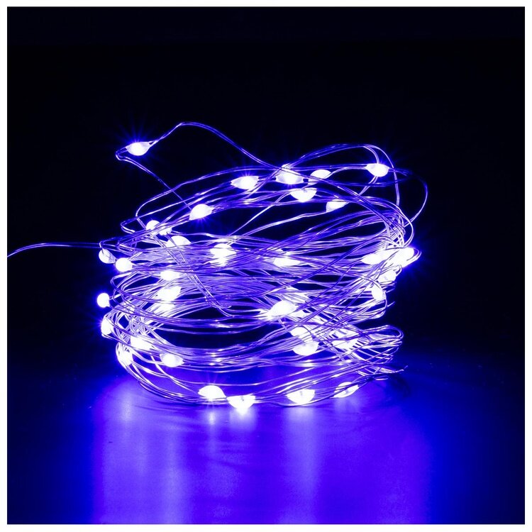 Гирлянда светодиодная, роса, синий, 100 Led, 10 м
