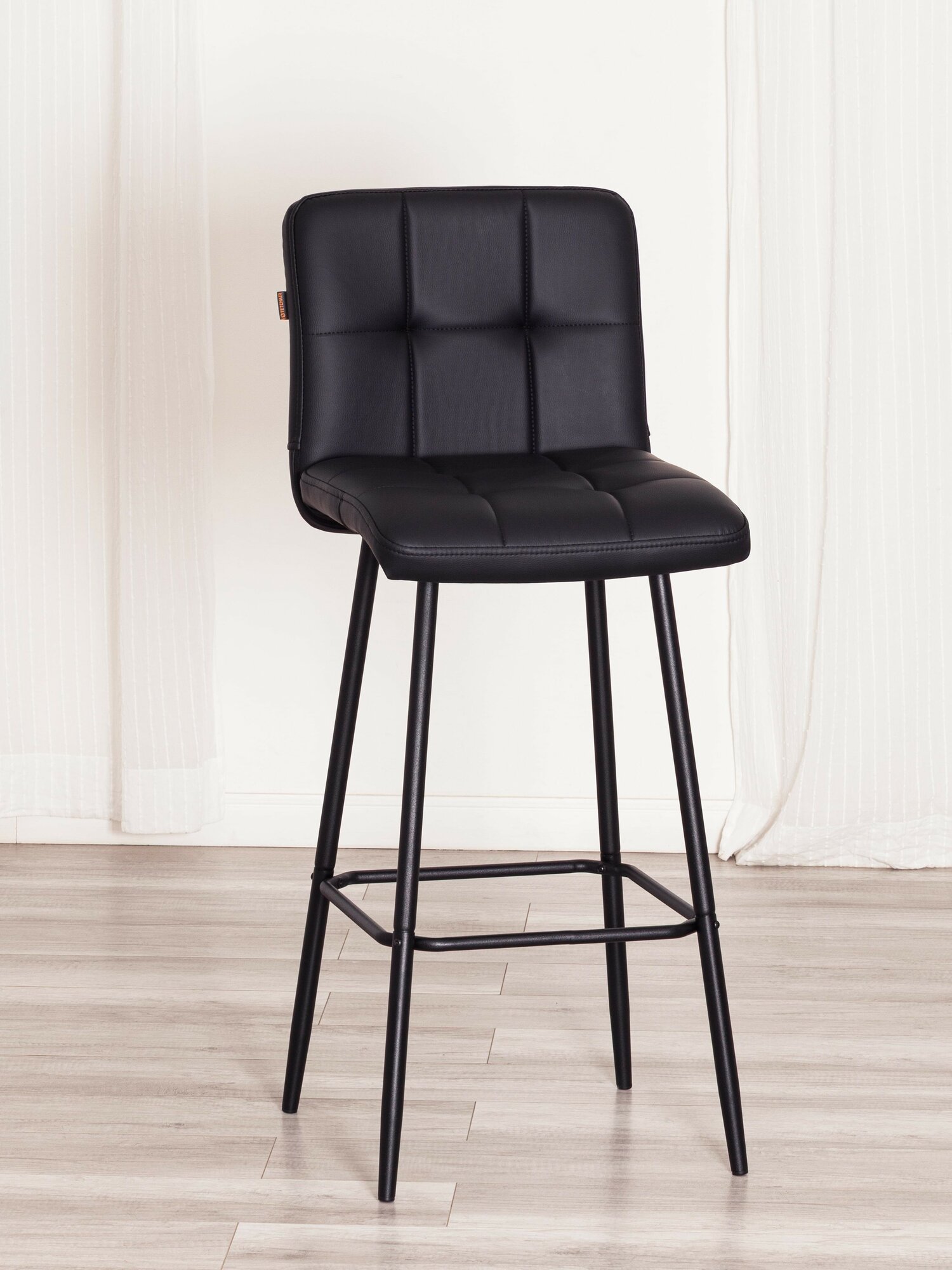 Барный стул со спинкой TetChair Medeo/Медео, 1 шт, экокожа, черный