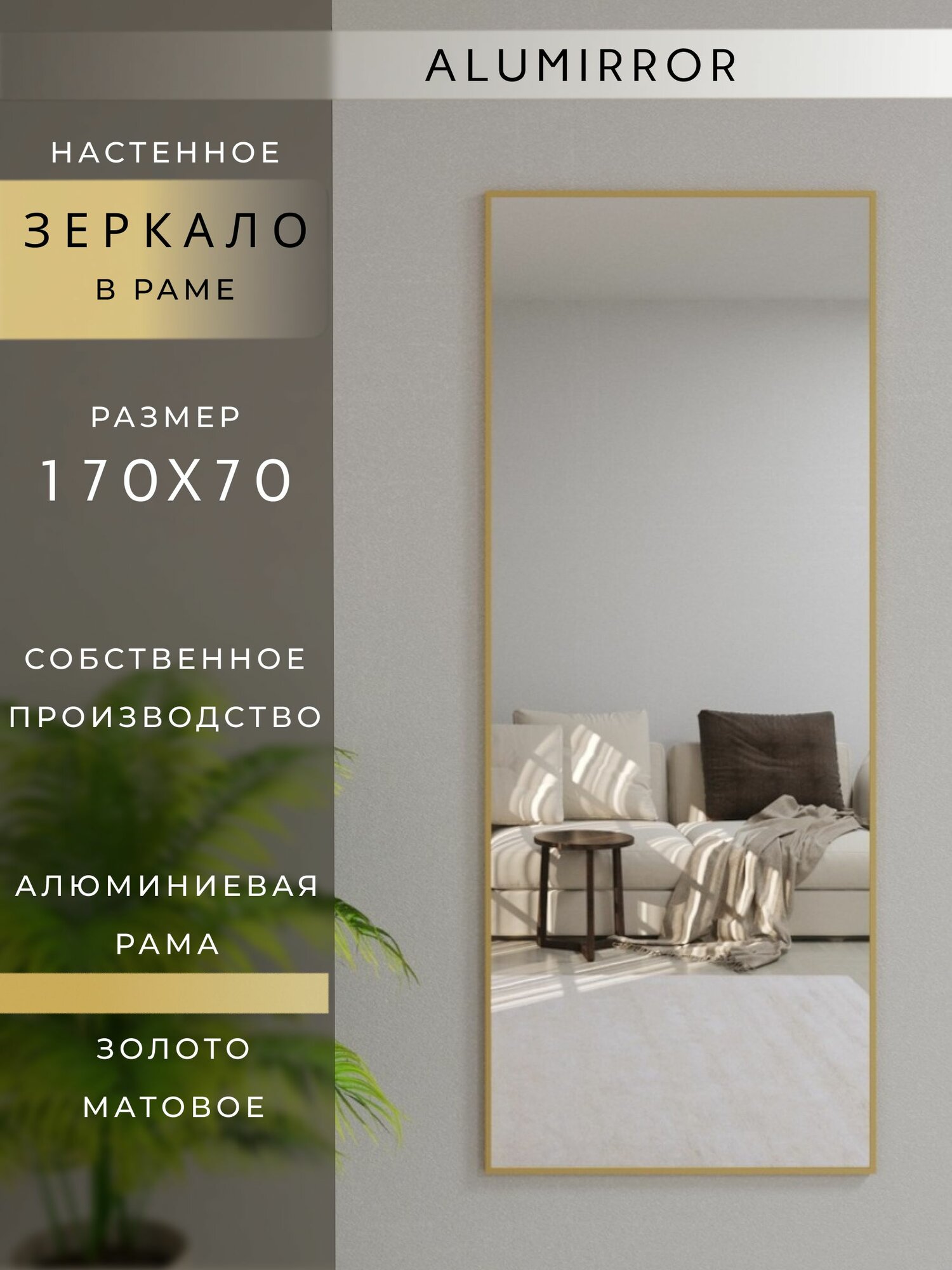 Интерьерное зеркало ALUMIRROR 70 x 170 см