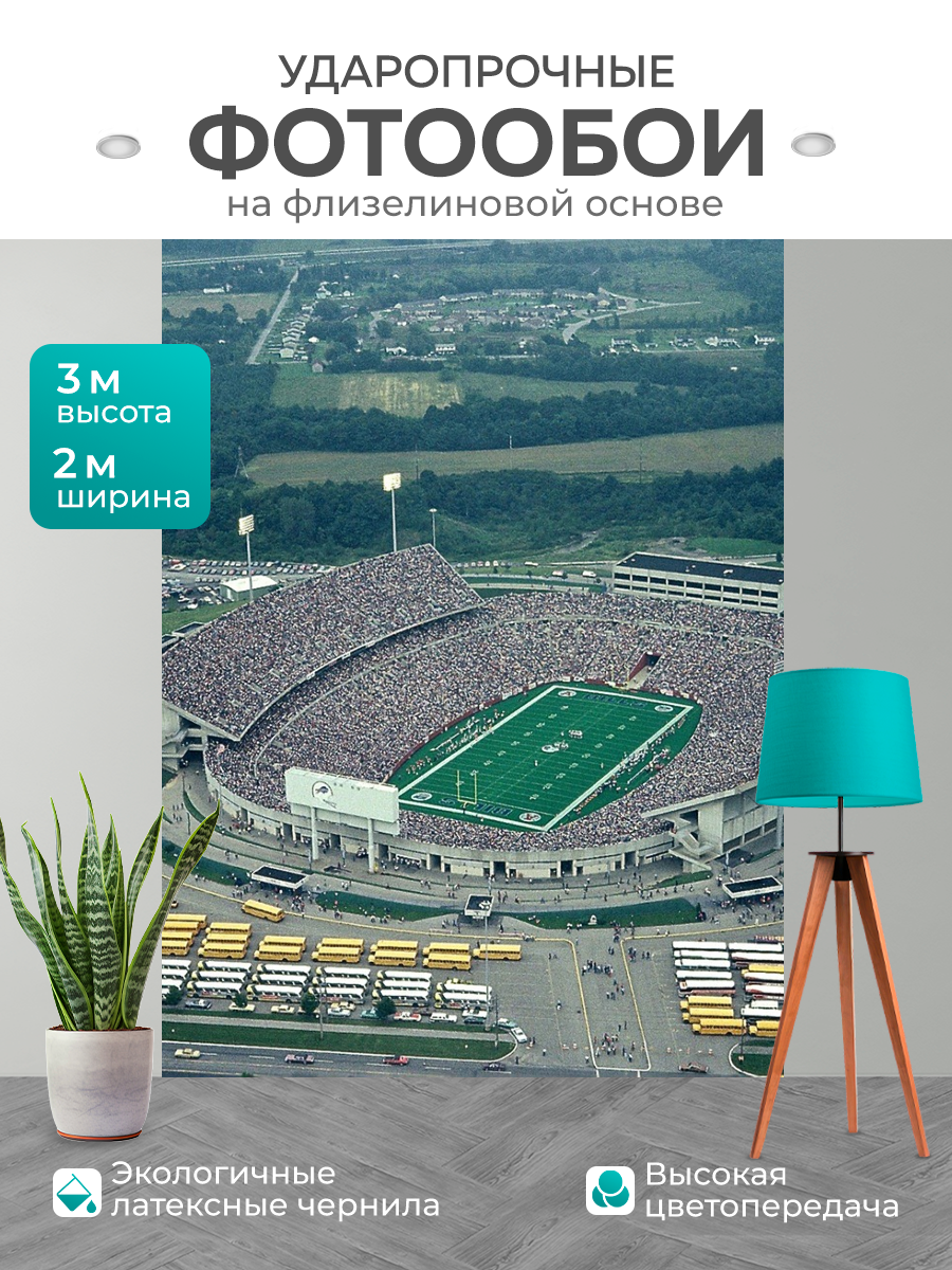 Фотообои моющиеся ударопрочные "Футбольный стадион, воздуха, воздушный шар" 200x300 см. флизелиновые на стену