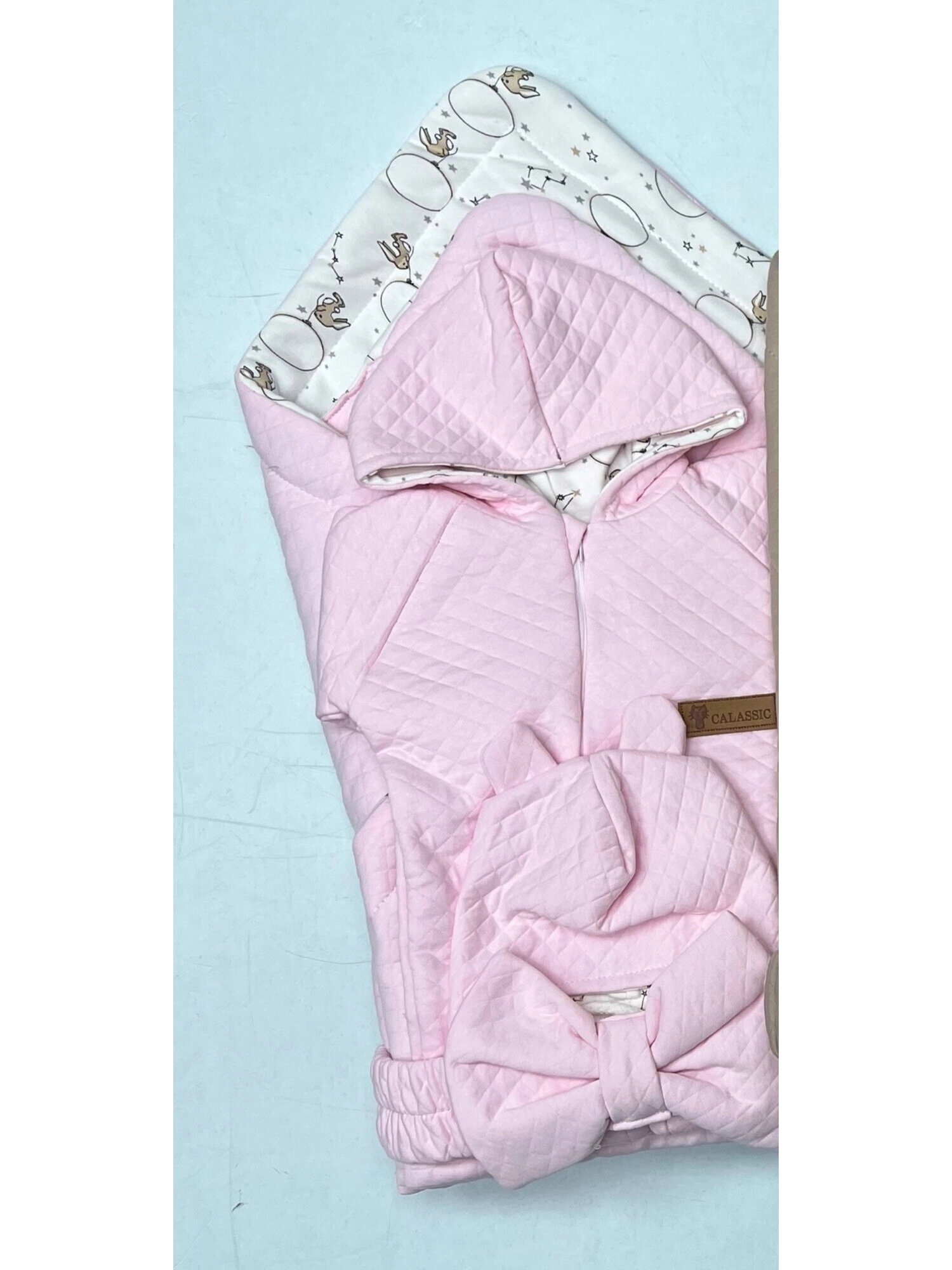 Конверт для новорождённого трикотажный на выписку в роддом Роза