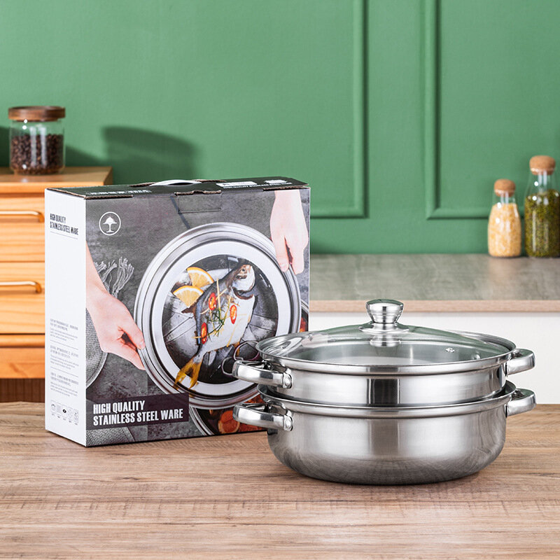 Трехслойная пароварка из нержавеющей стали для приготовления булочек, двухслойная маленькая газовая плита с двумя