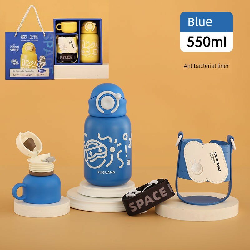 Детский термос Fuguang с антибактериальной нержавеющей стальной трубочкой, двойной крышкой, специальный подарочный