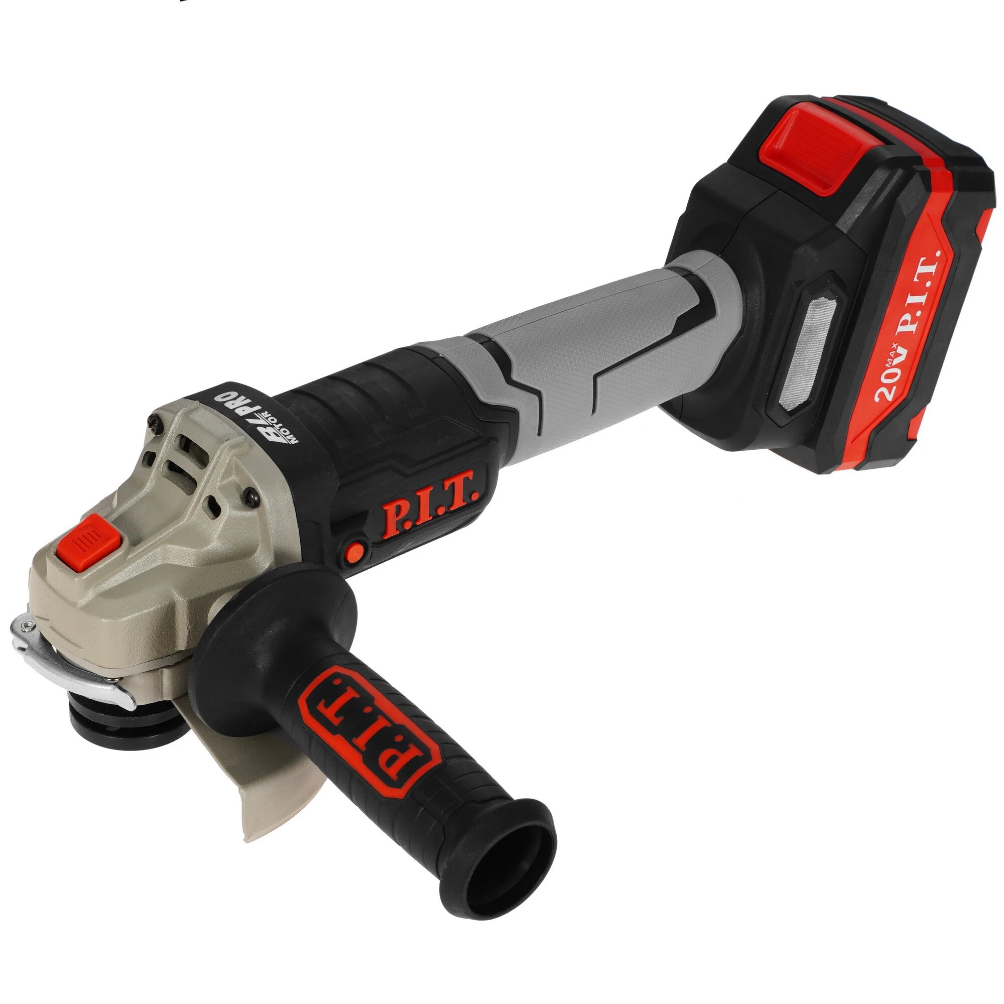 Шлифмашина угловая аккумуляторная P.I.T. PWS20H-125A/1, серый/черный/красный, 7000 об/мин
