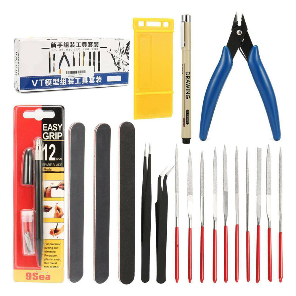 31Pcs Набор Базовых Инструментов для Моделирования Креативный Набор для Хобби Строительство Моделей Шлифовка Запасные части для Gundam Материал: Металл + Пластик + Стainless Steel Размер упаковки: 210*80*45mm Вес упаковки: 345g