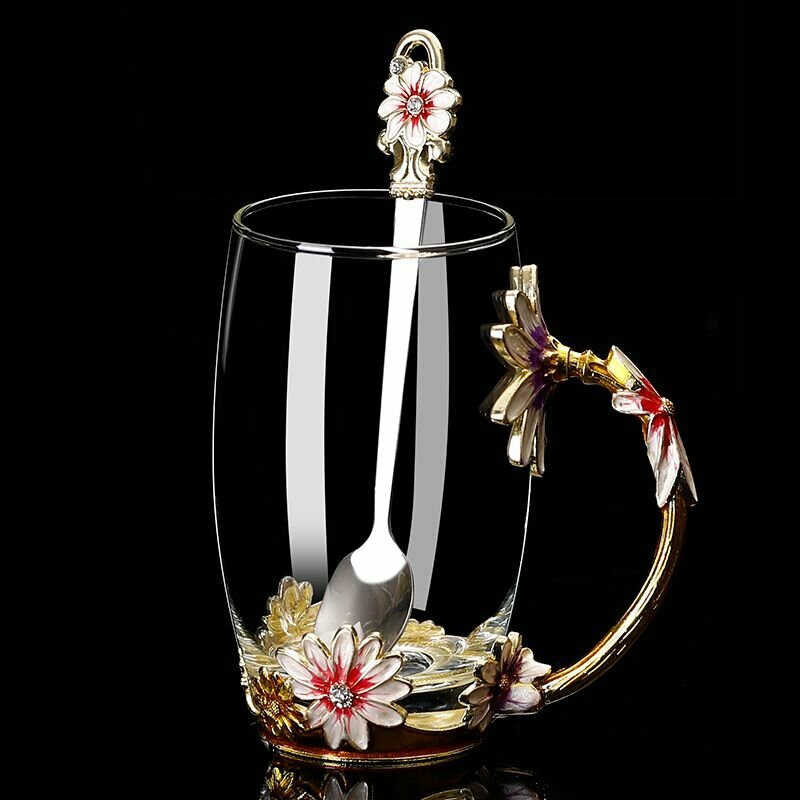 Креативная эмалевая цветная кружка для воды, домашняя кофейная кружка, женская хрустальная стеклянная кружка, кружка для сока, кружка для цветочного чая, подарок на День учителя