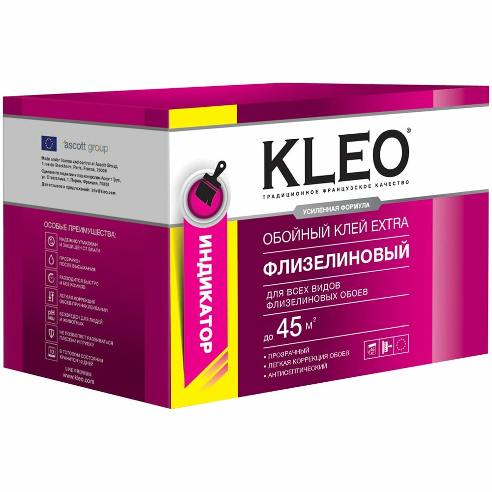 Обойный клей для флизелиновых обоев KLEO сыпучий с индикатором 030 EXTRA 45 Инд