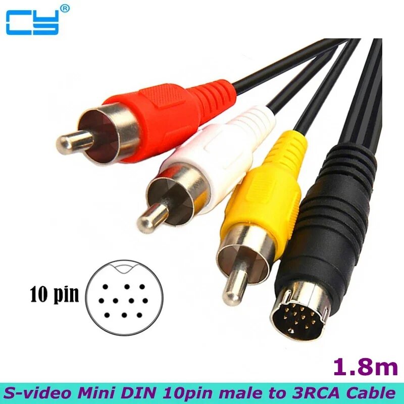 Кабель S-Video Mini DIN 10Pin Male to 3RCA Male CableCC 1,8 м