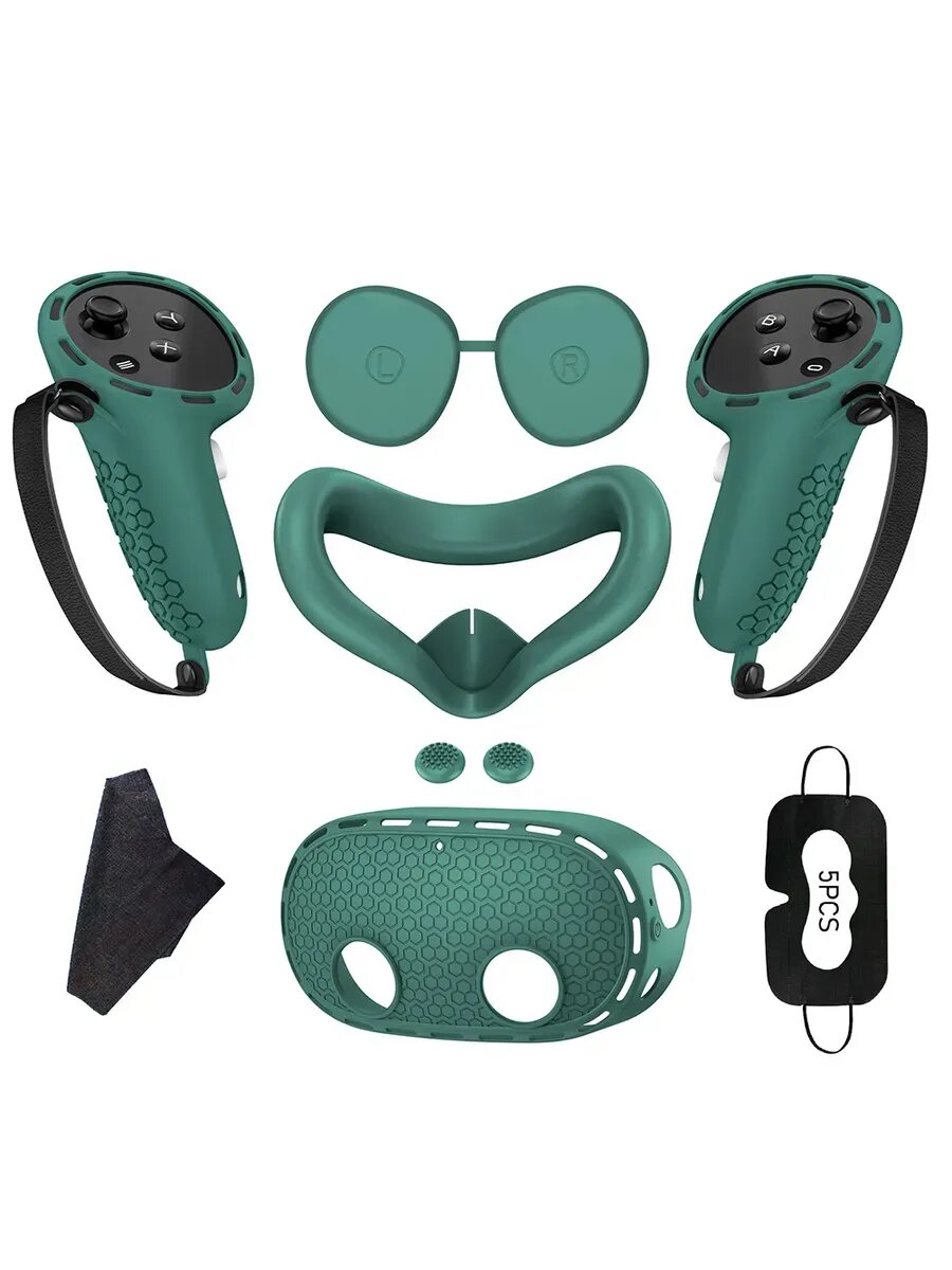 Набор силиконовых накладок на контроллер Quest 3S, зелёный